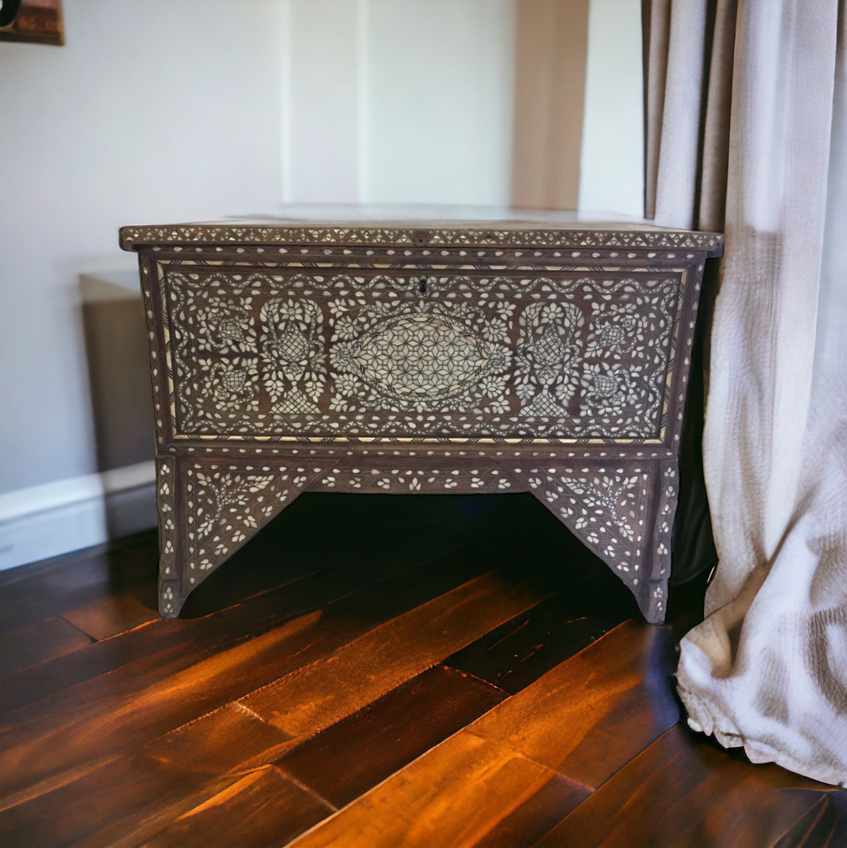 Antique mother of pearl chest | Unique Moroccan Home Decor